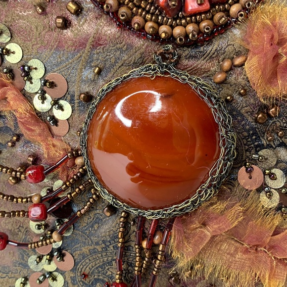 Mary Frances | Bags | Mary Francis Brown Beadedstone Floral And Black ...